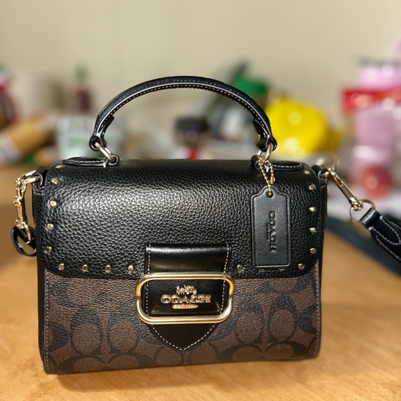 Coach | Bags | Coach Morgan Top Handle Satchel Black And Brown Bag ...